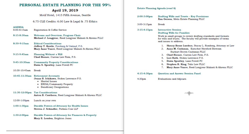 Full Schedule - Reed Longyear